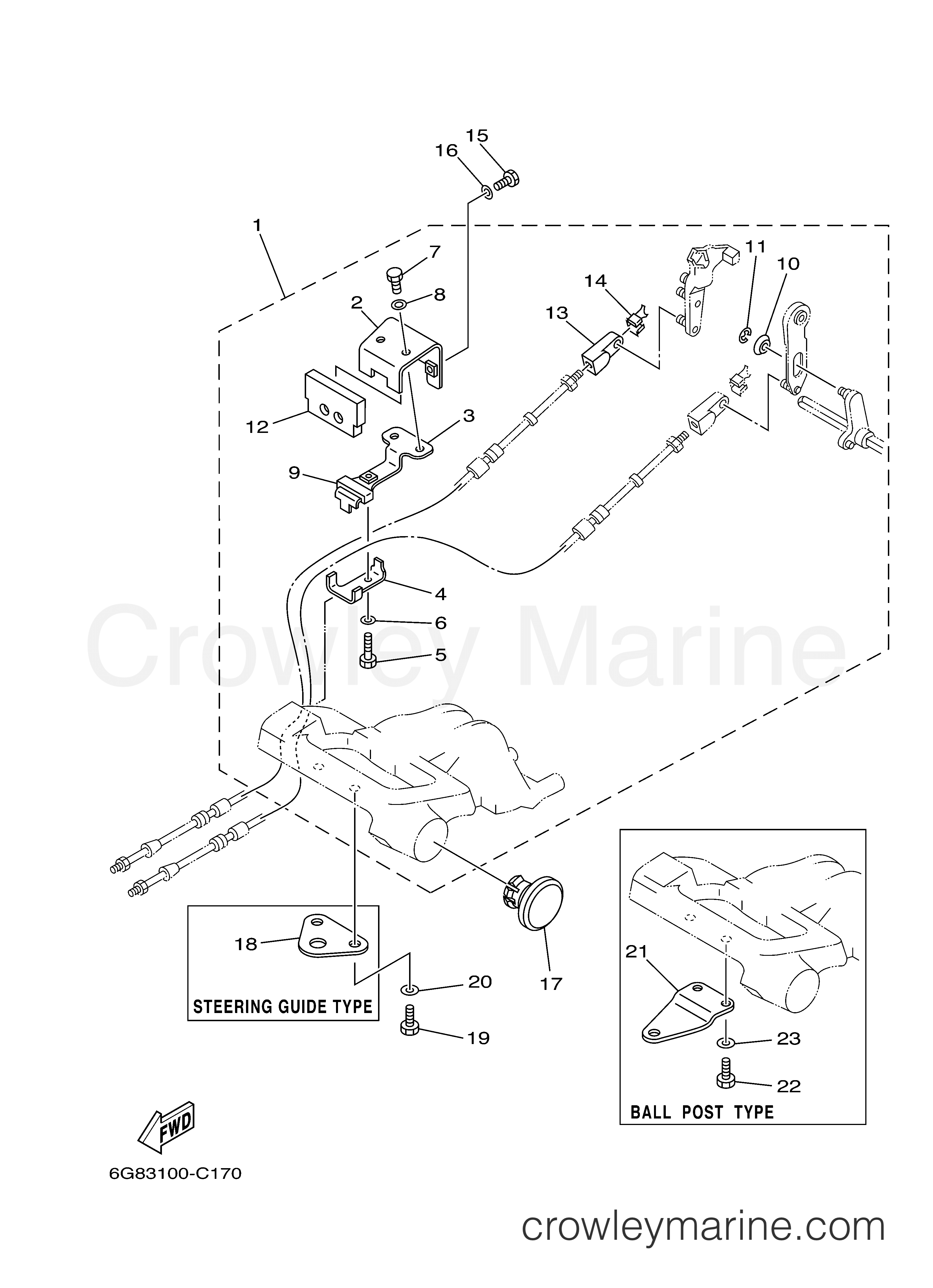 REMOTE CONTROL ATTACHMENT - 2004 Outboard 9.9hp T9.9ELHC | Crowley Marine