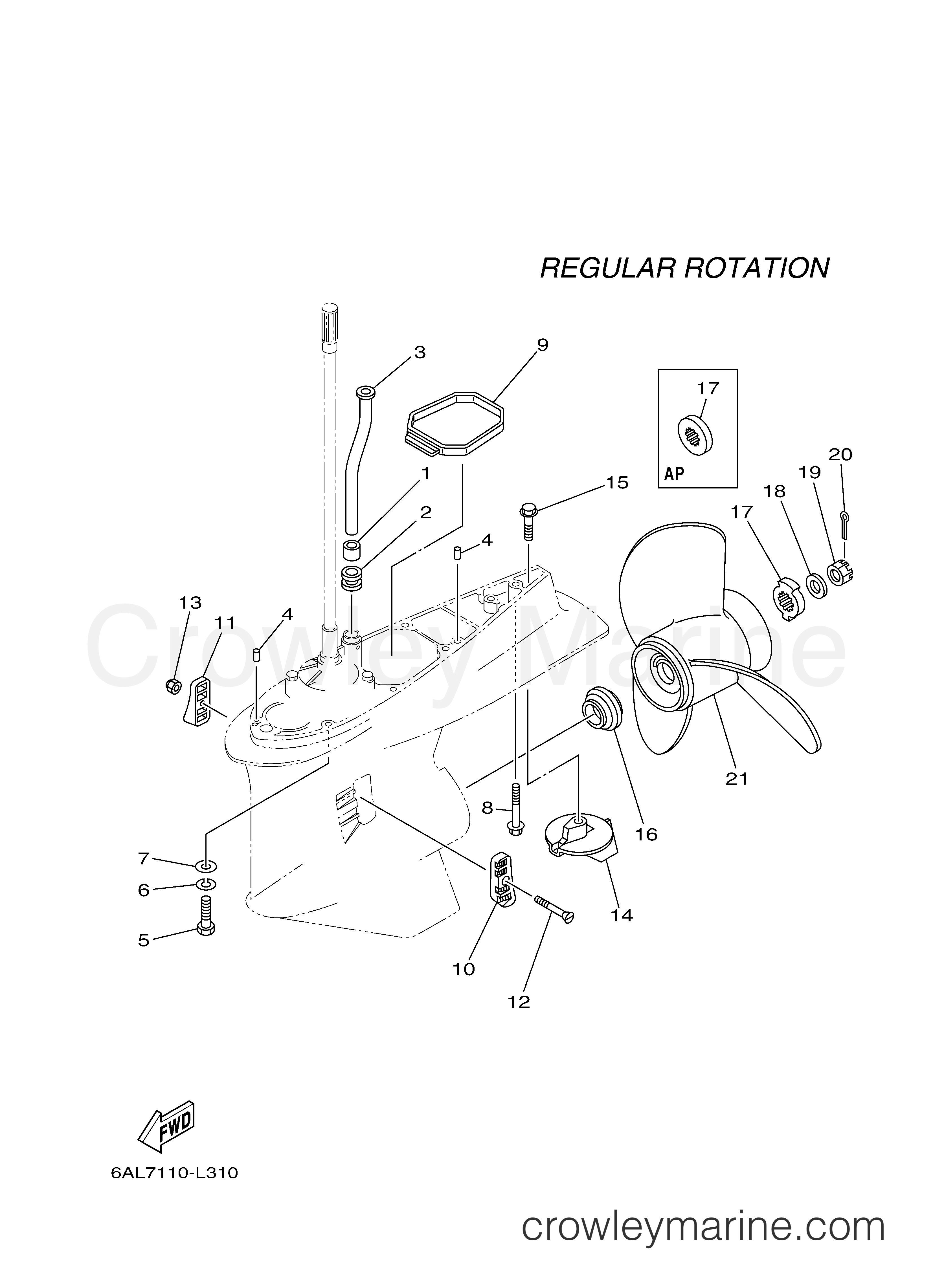 LOWER CASING DRIVE 2 - 2012 Outboard 200hp F200XA | Crowley Marine