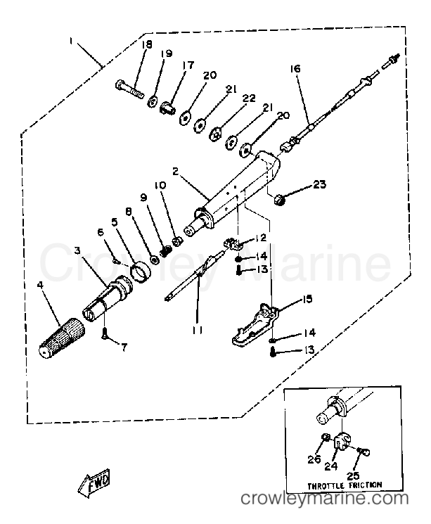 MANUAL STEERING SYSTEM - 1984 Outboard 40hp 40ELN | Crowley Marine