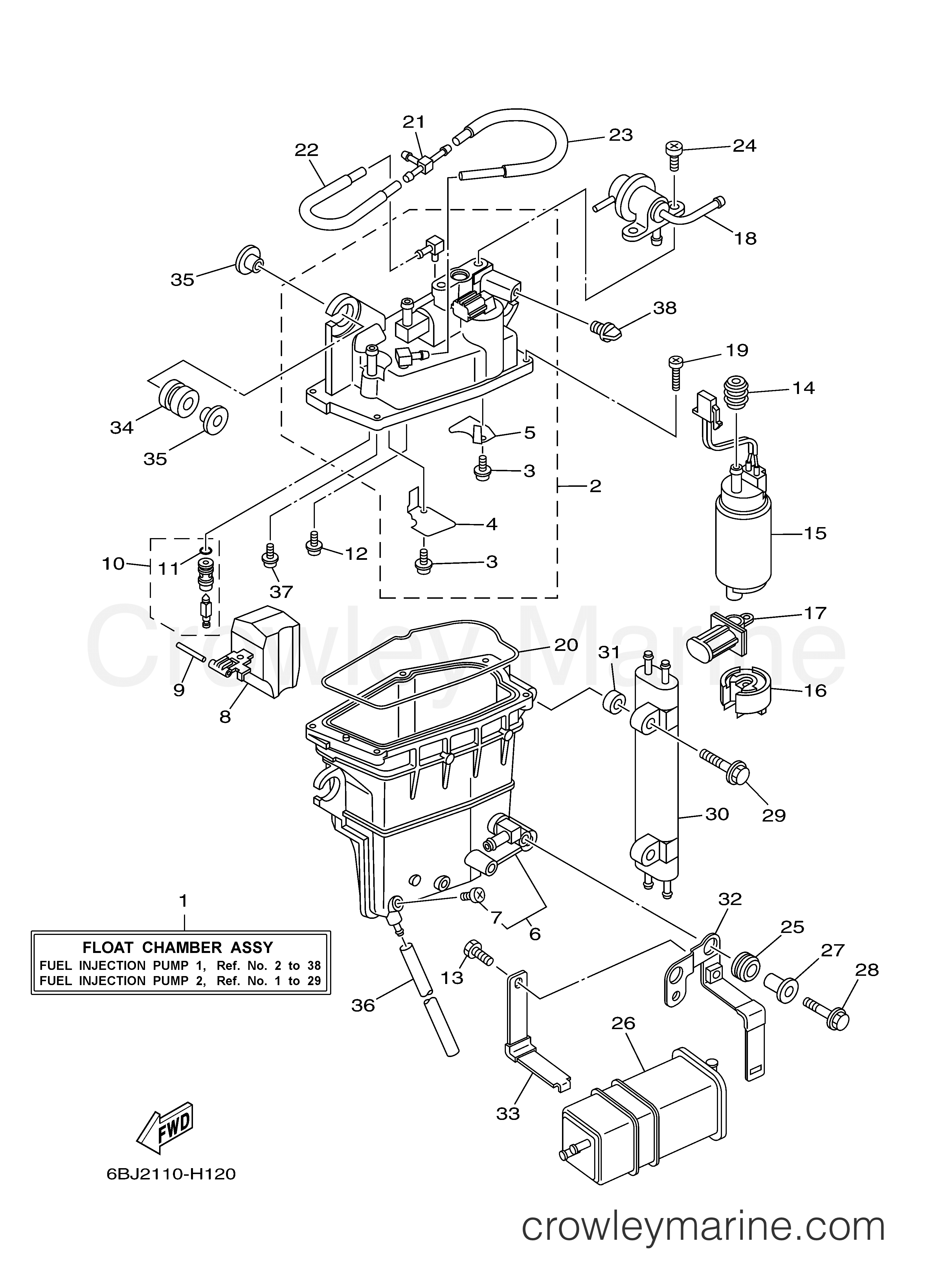 FUEL INJECTION PUMP 1 - 2009 Outboard 350hp F350TXR | Crowley Marine