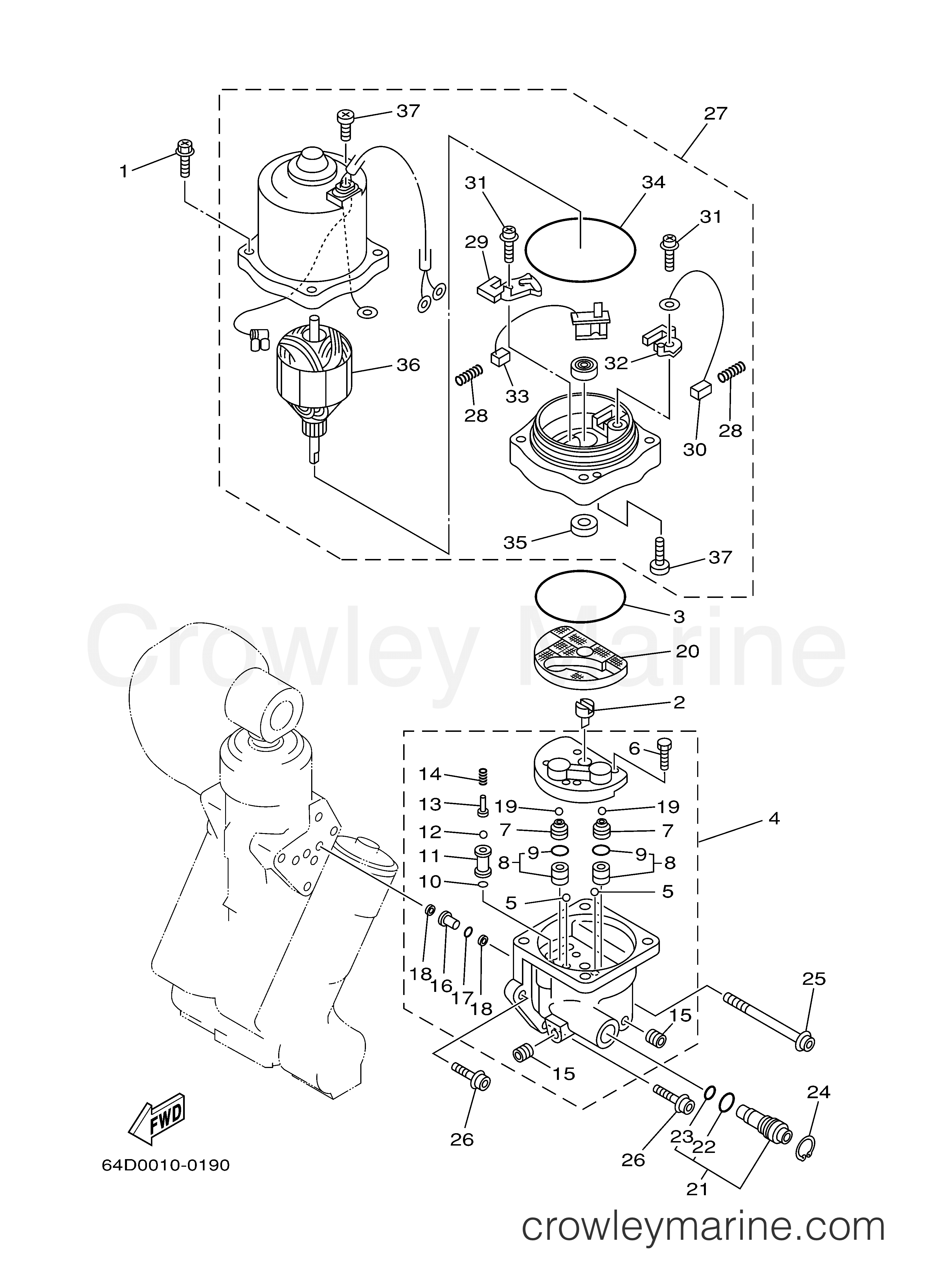 POWER TRIM TILT ASSEMBLY 2 - 2000 Outboard 115hp 115TJRY | Crowley Marine