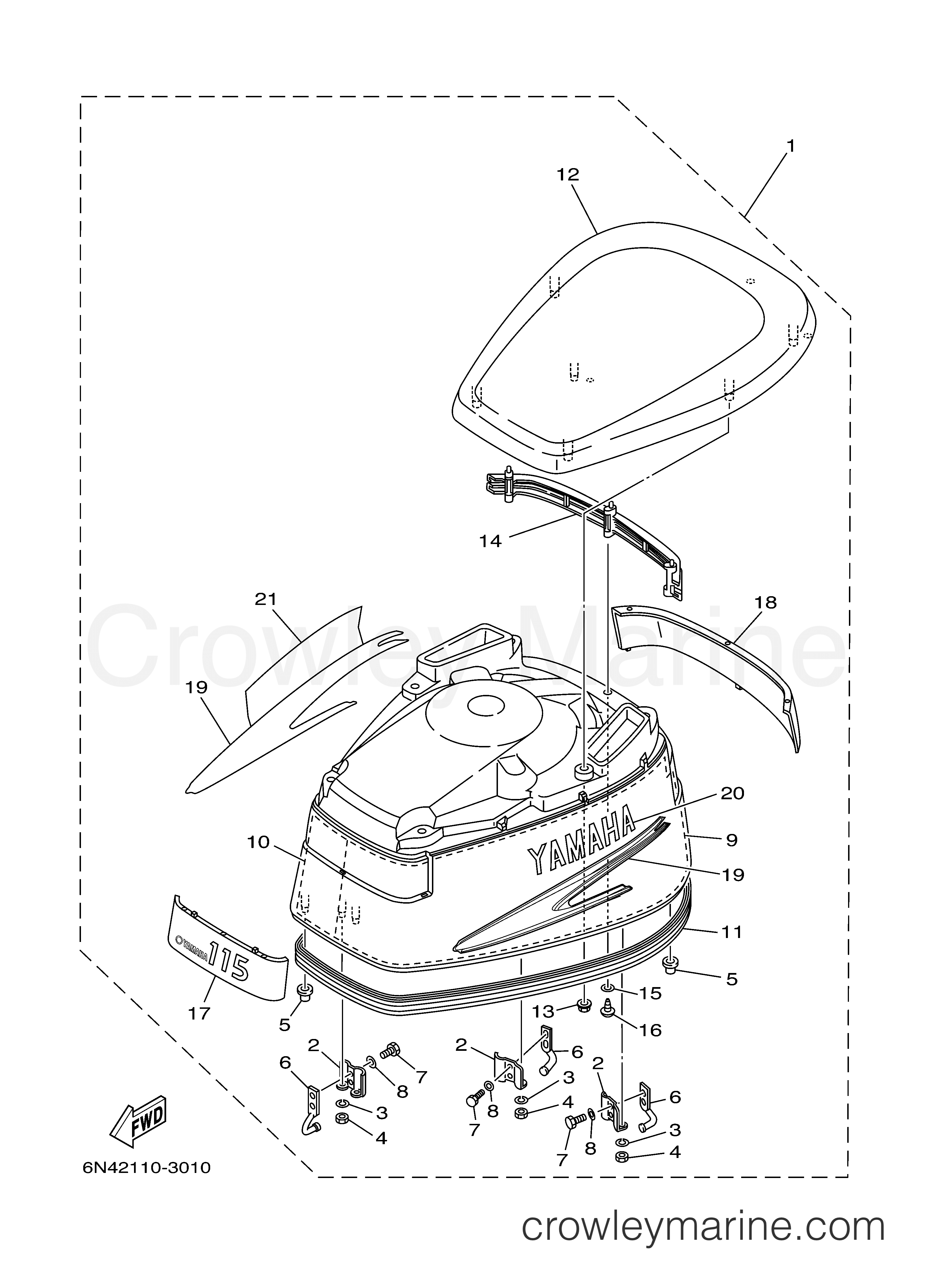 TOP COWLING - 2003 Outboard 115hp 115TLRB | Crowley Marine