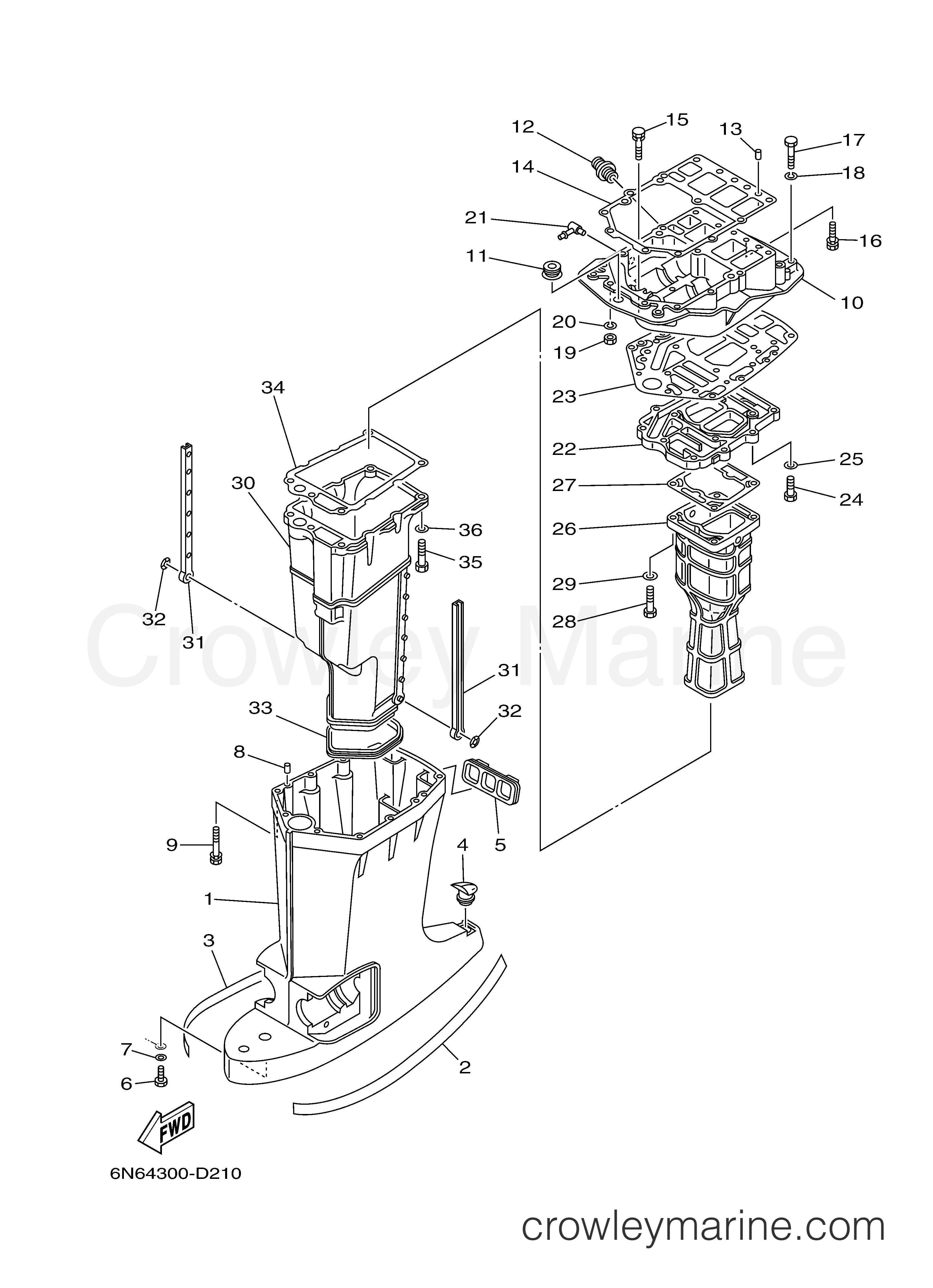 UPPER CASING - 2008 Outboard 115hp 115TLR | Crowley Marine