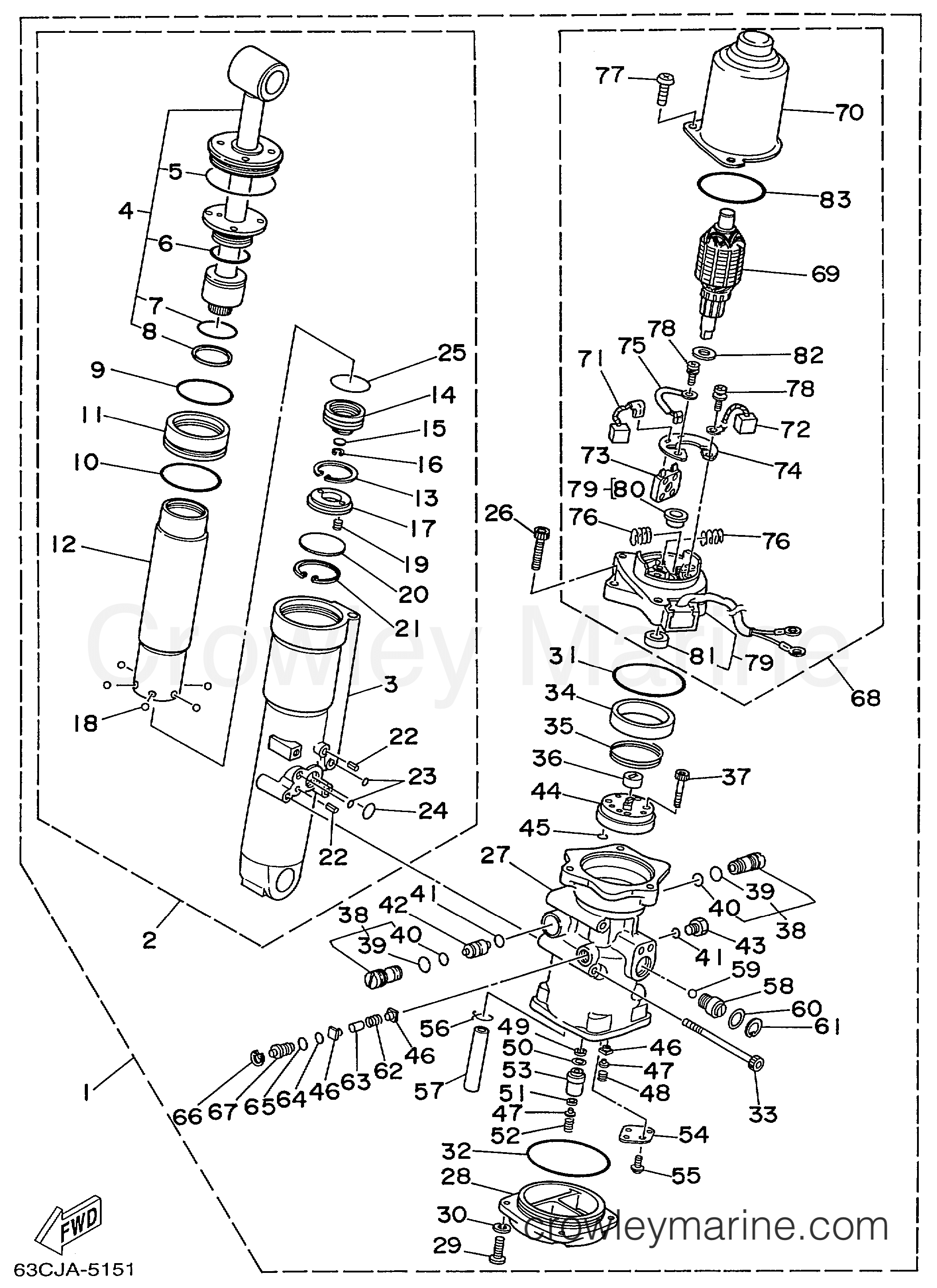 POWER TRIM & TILT ASSEMBLY - 1999 Outboard 40hp F40TLRX | Crowley Marine